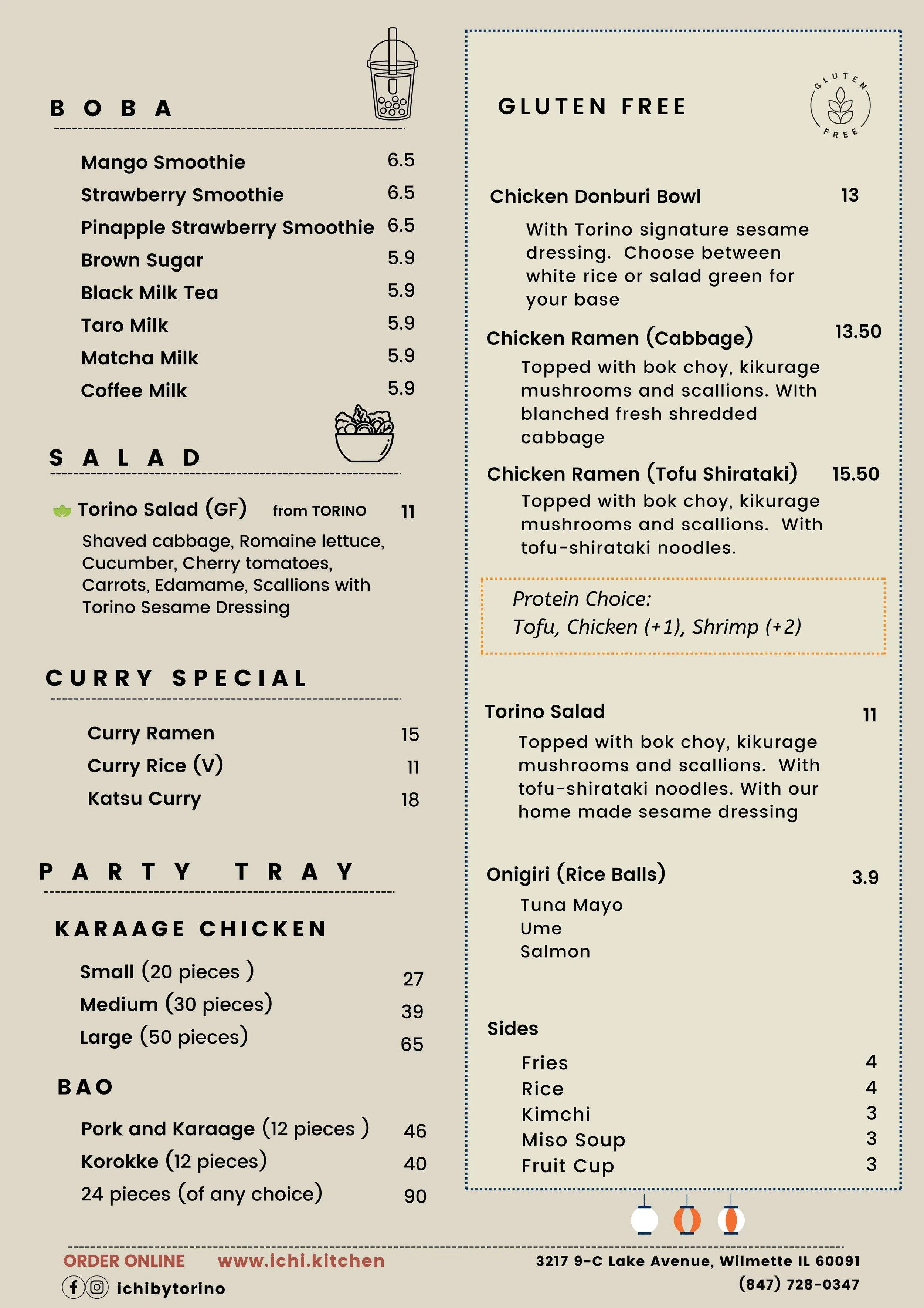 Menu — ICHI by TORINO