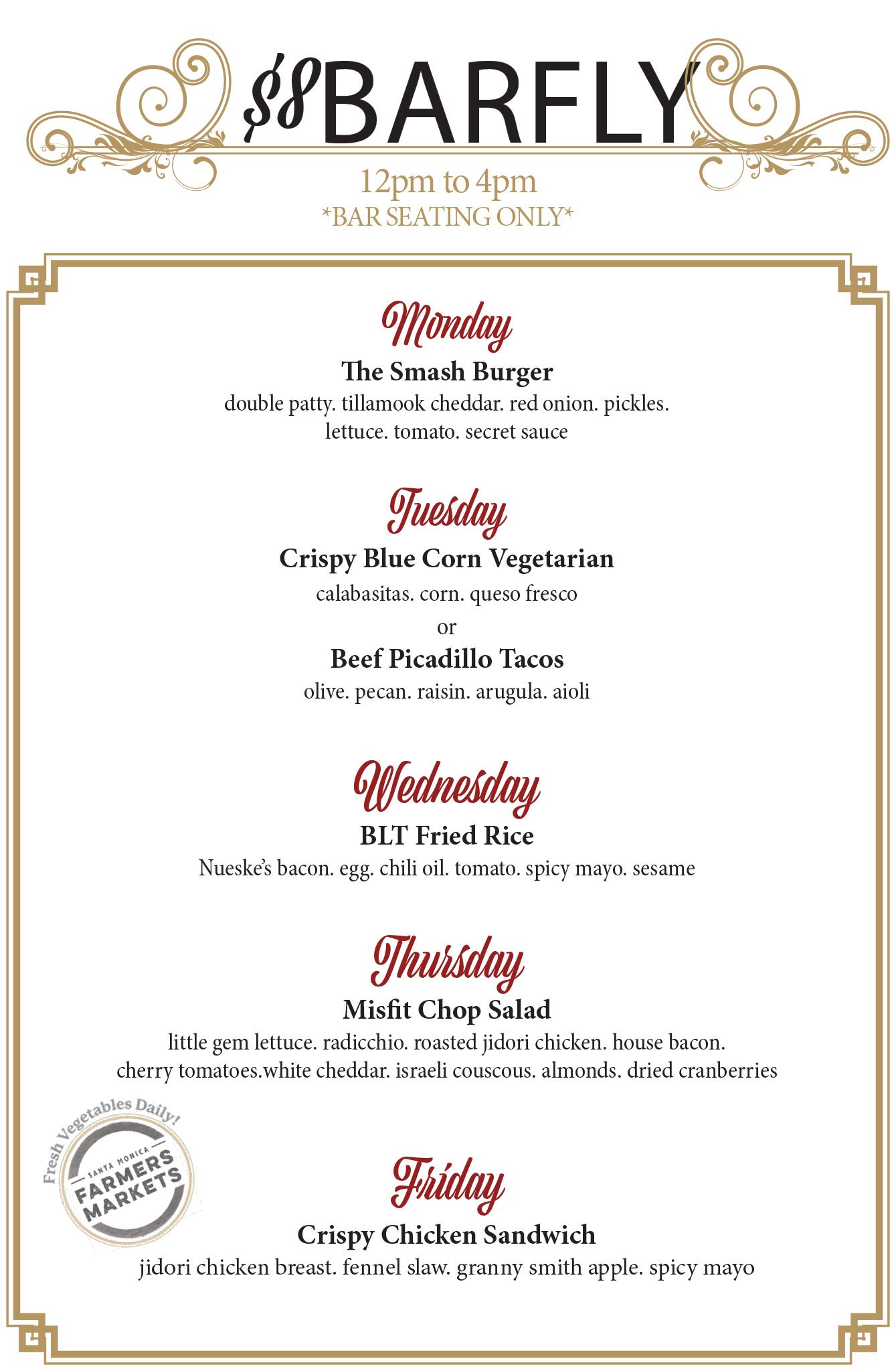 Barfly Menu — The Misfit