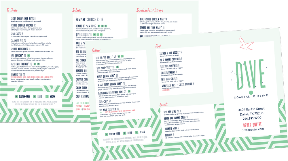 Menu & Specials — Dive Coastal Cuisine