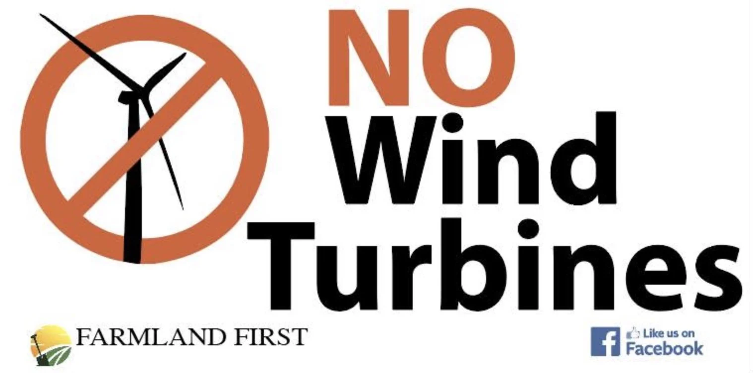No Wind Turbine Sign — FARMLAND FIRST