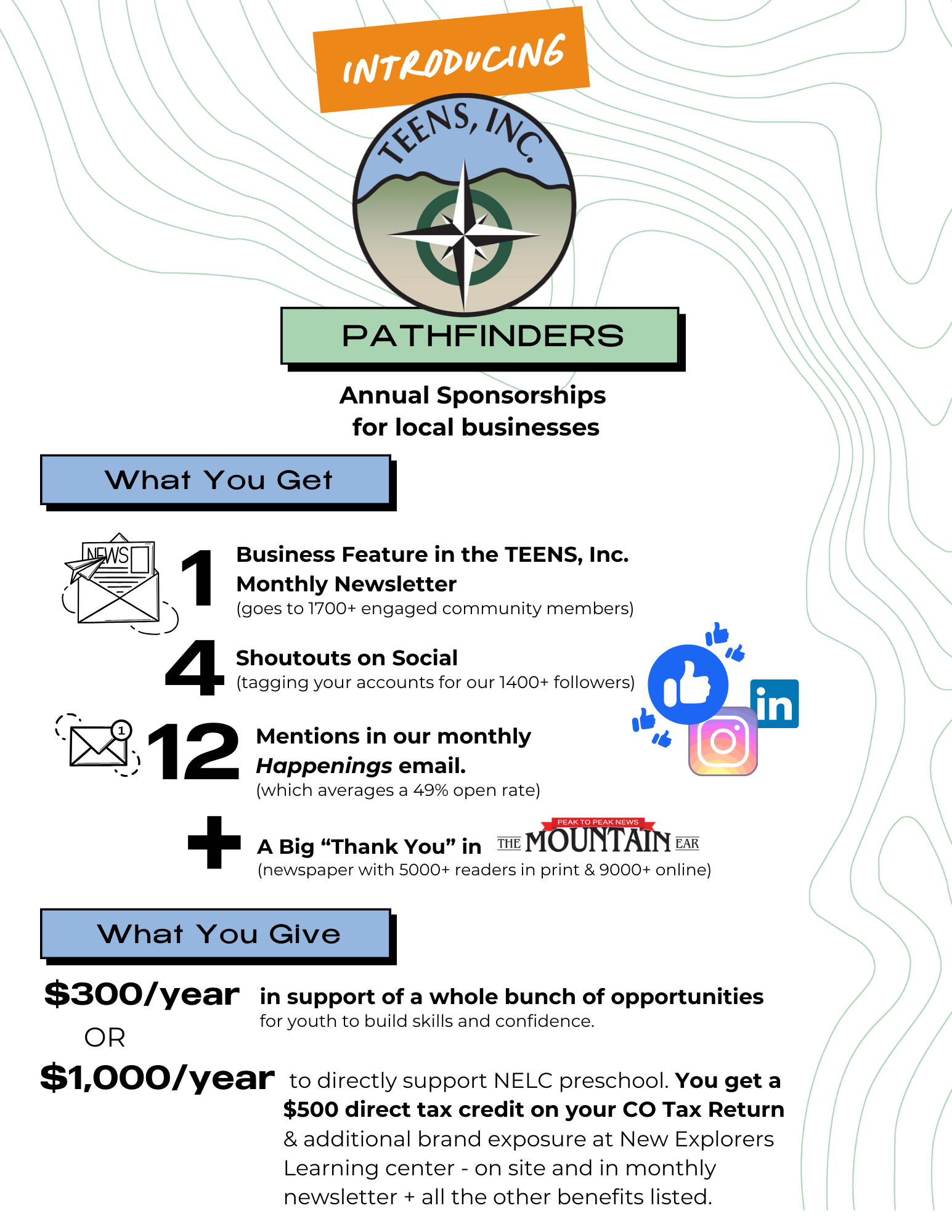 Pathfinders Business Sponsorship Sign Up — TEENS, Inc.