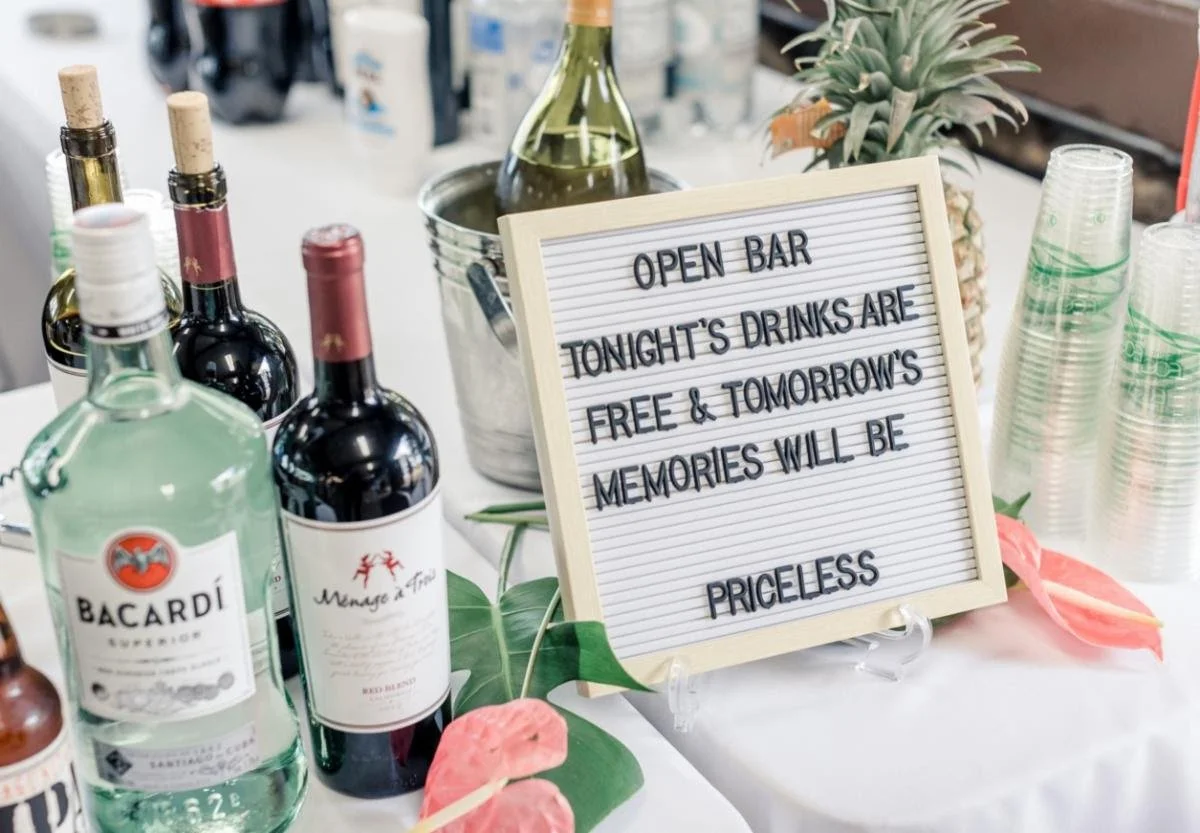 Real Wedding Bar Sign Ideas — Fred and Kate Events - Hawaii's Top Award ...
