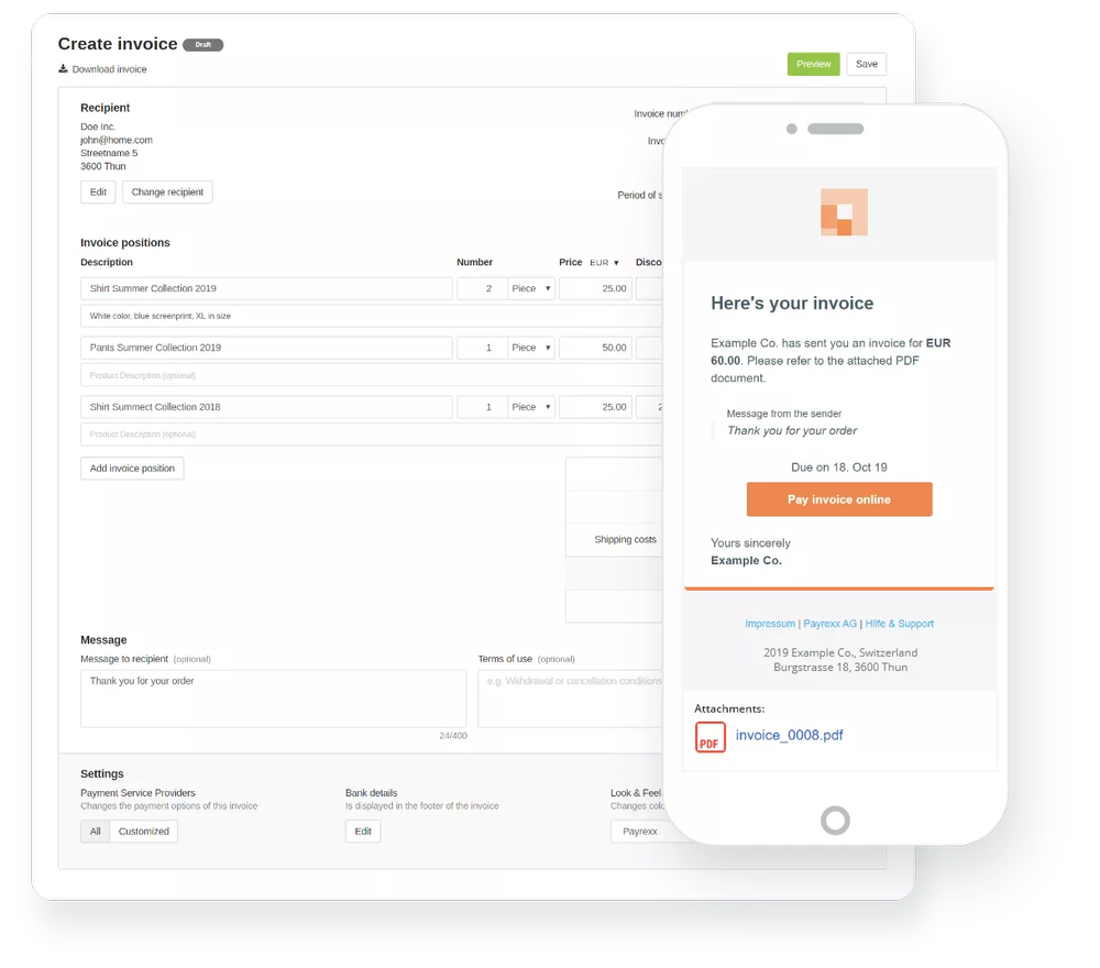 Create digital invoices