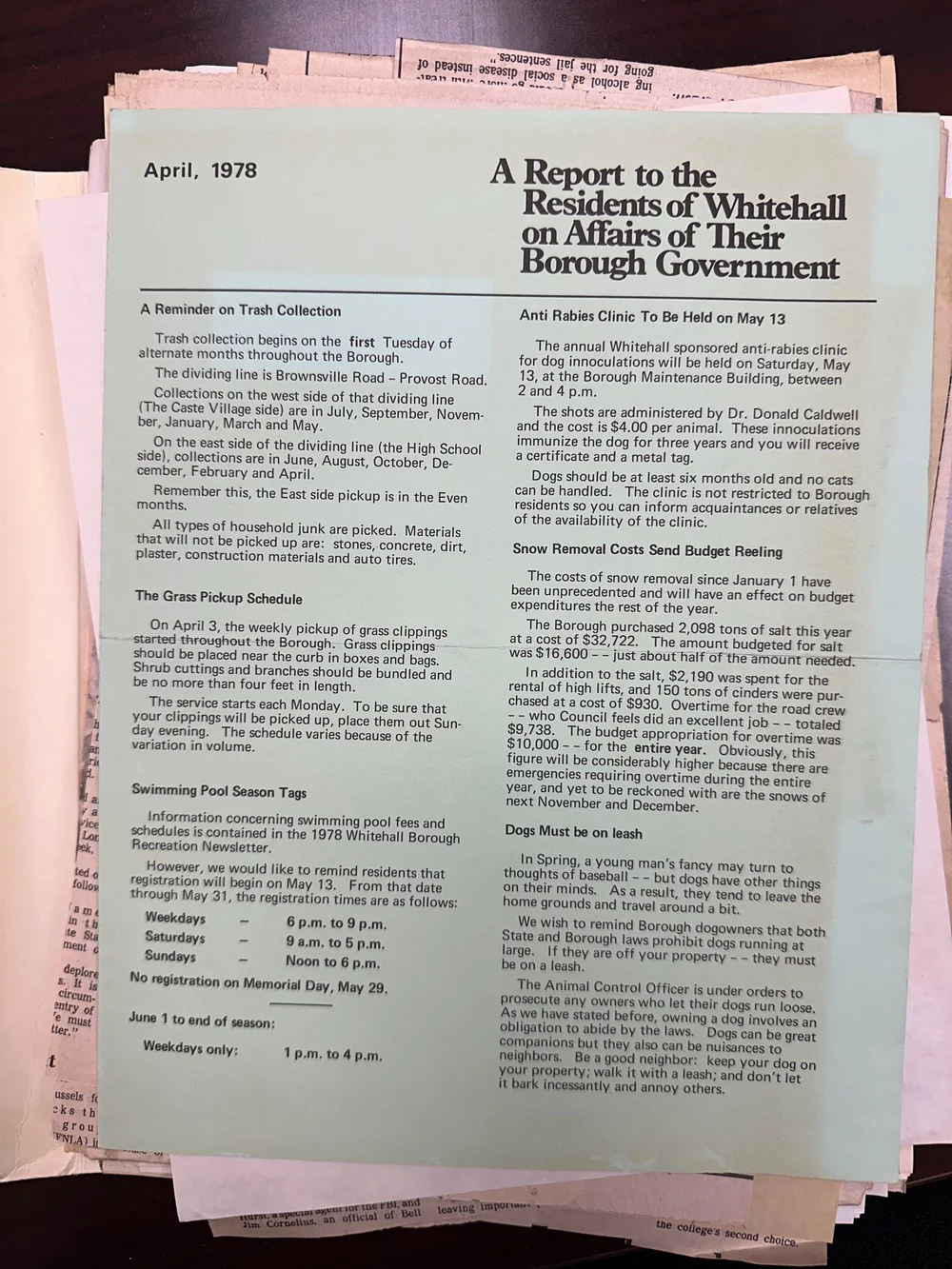 Pictures from the Past — Whitehall Borough Historical Society