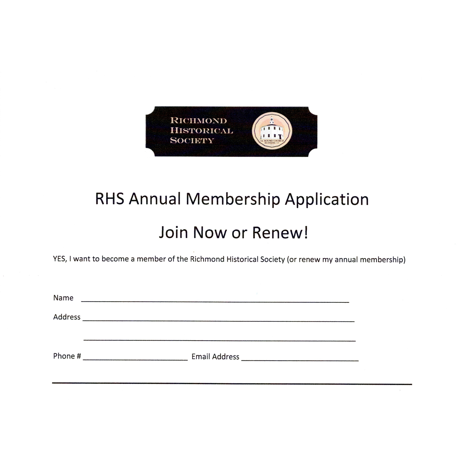 RHS Membership - Lifetime — Richmond Historical Society