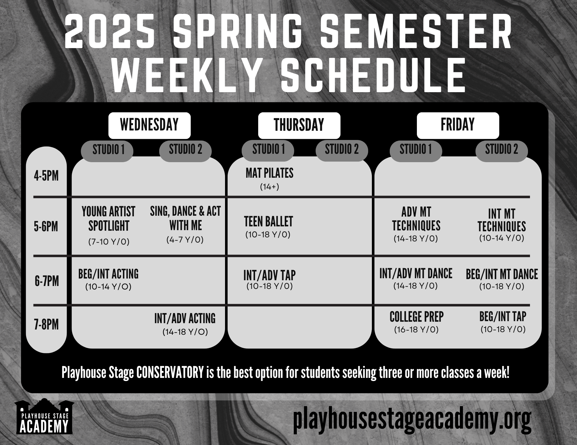 Education Calendar — Playhouse Stage Academy