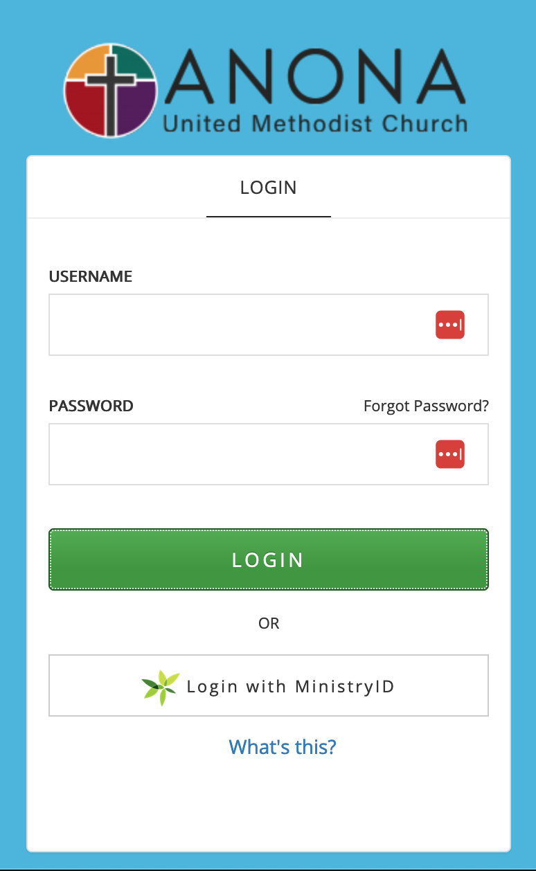 Shelby Next Login — Anona United Methodist Church