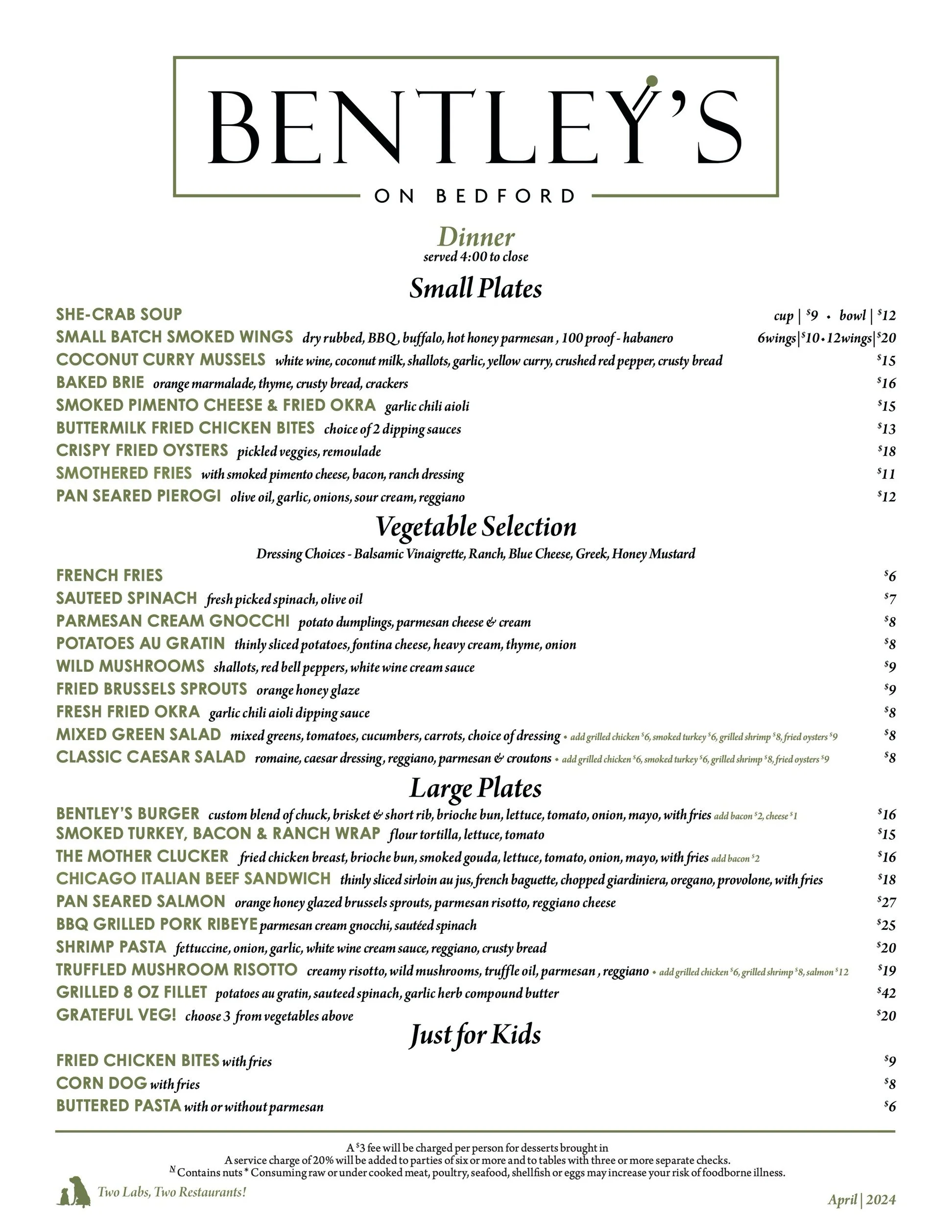 Dinner — Bentley's on Bedford
