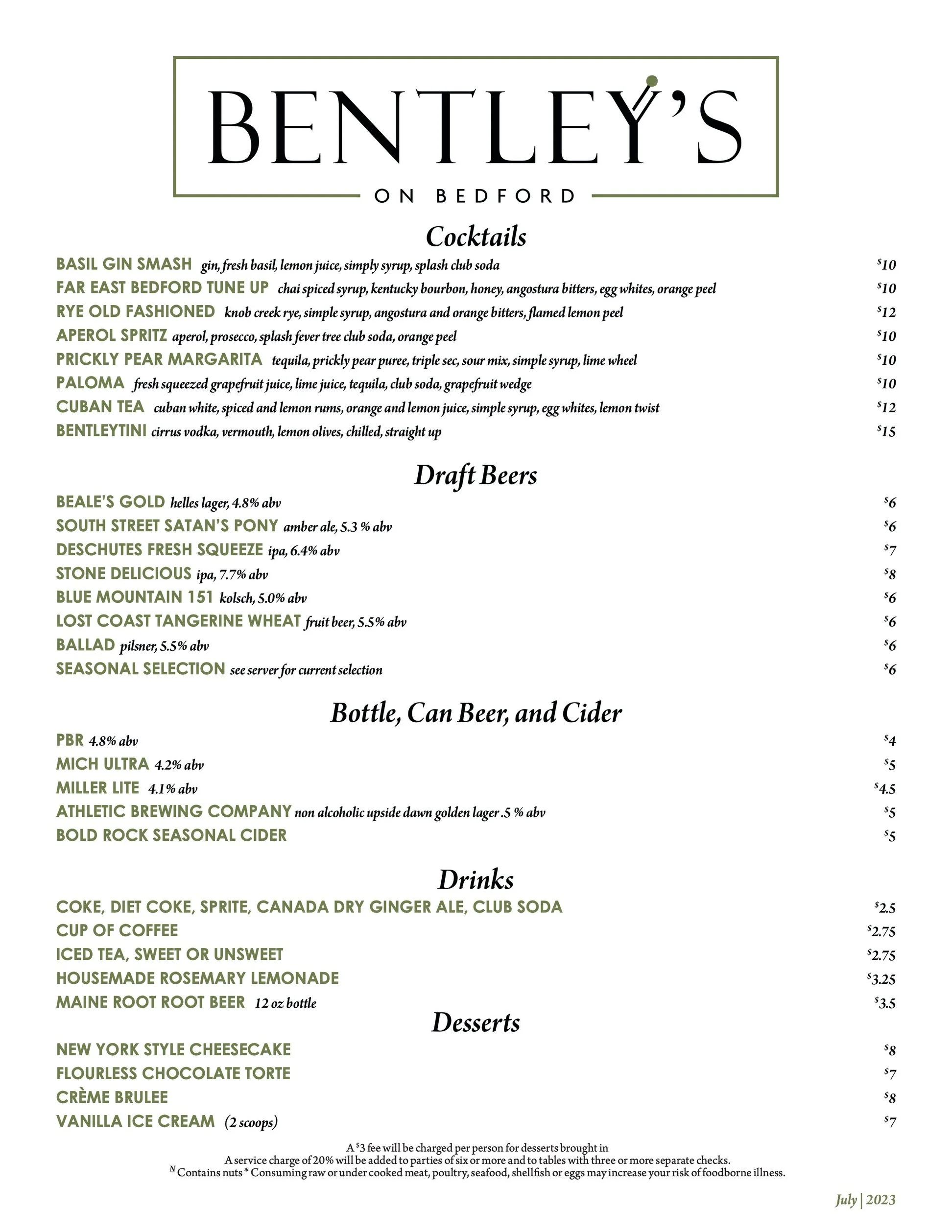 Lunch — Bentley's on Bedford