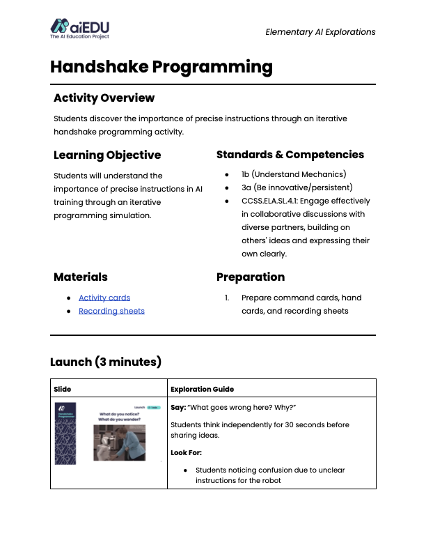 Elementary AI Explorations — aiEDU