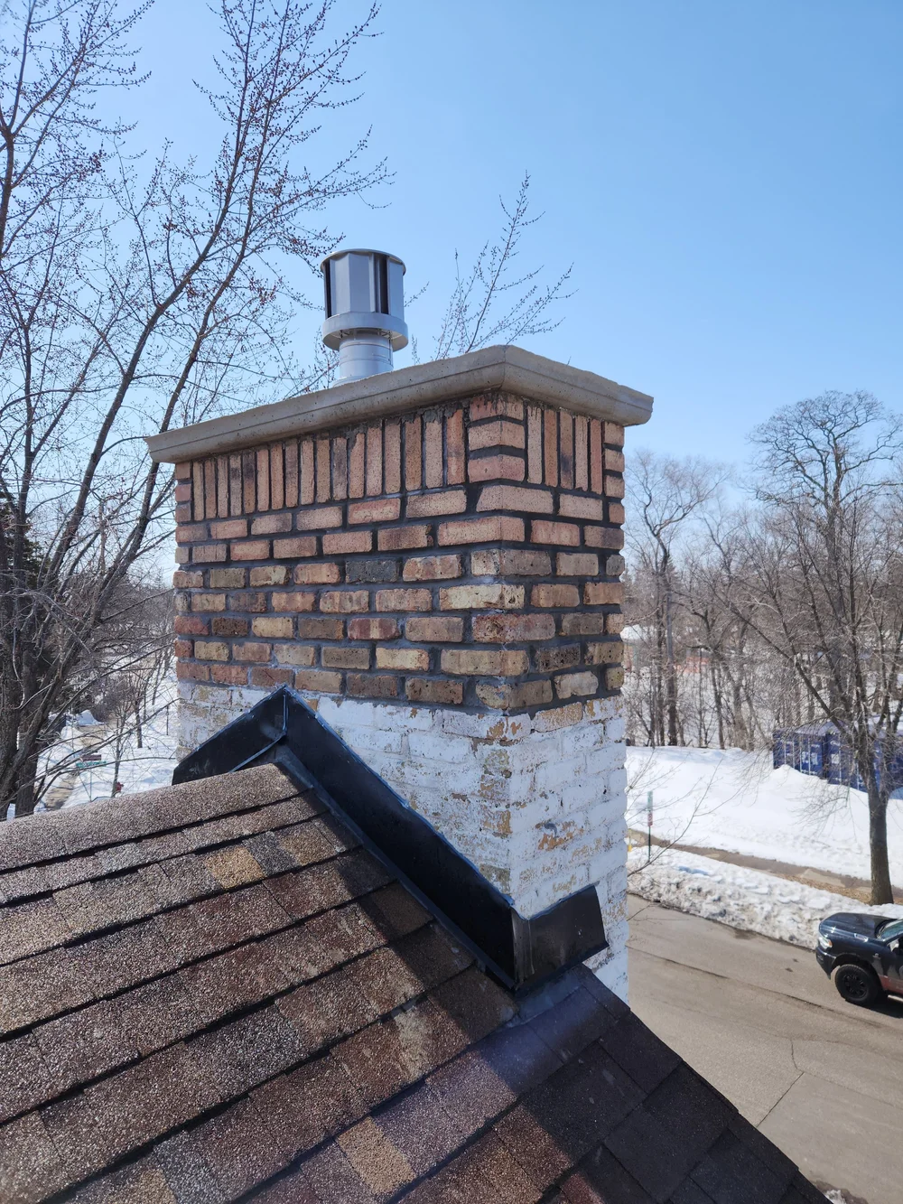 Chimney Rebuilt with Soldiered Brick — MN's Chimney Experts