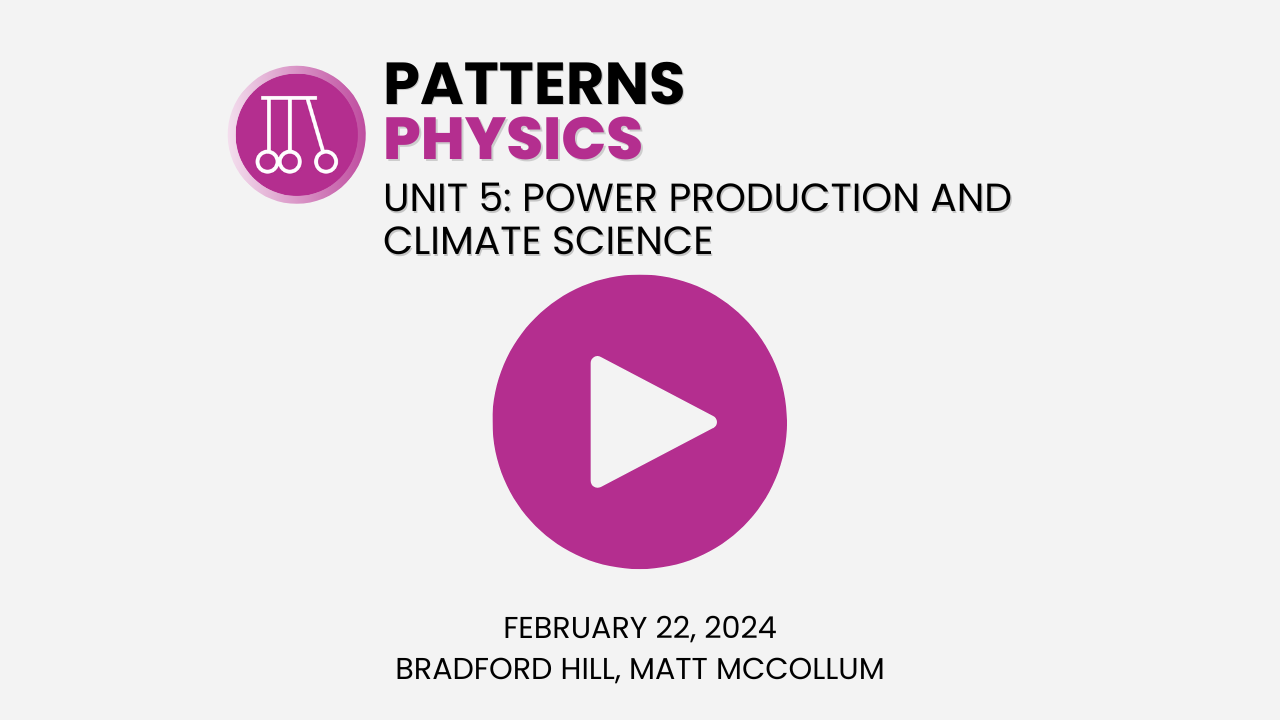 Unit 5: Power Production and Climate Science — High School Science for All