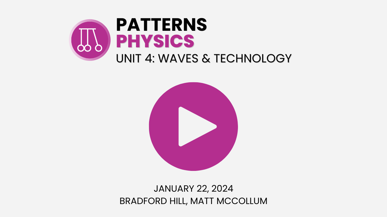 Unit 4: Waves and Technology — High School Science for All