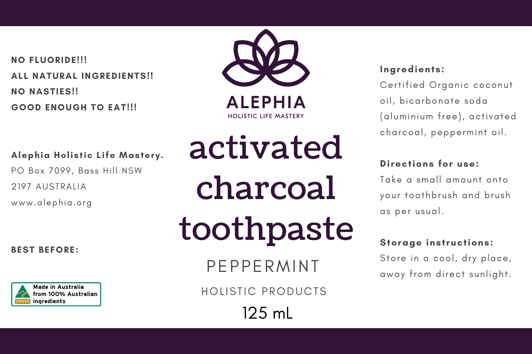 Activated Charcoal Toothpaste — Alephia Holistic Life Mastery