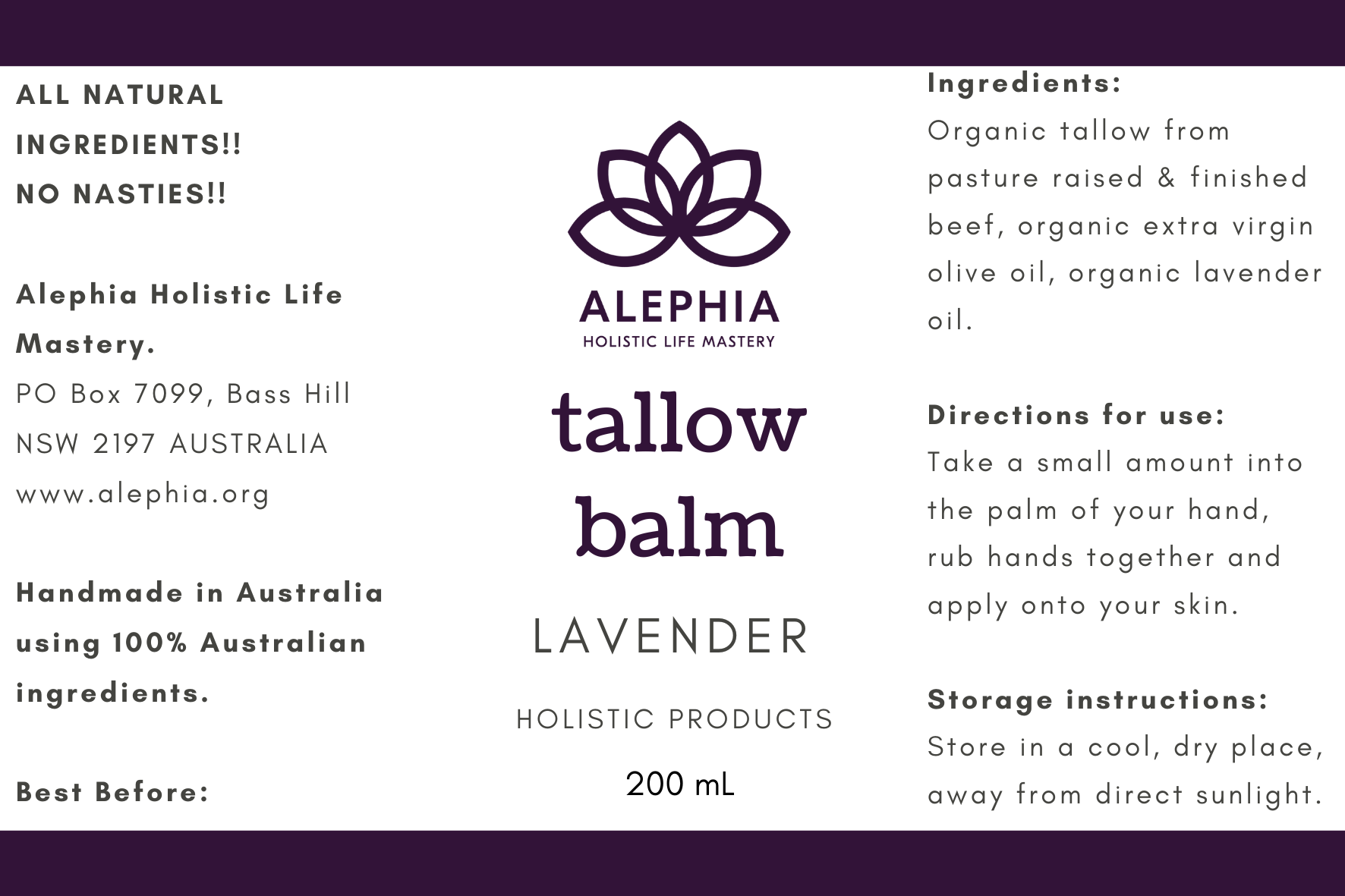 Organic Tallow Balm — Alephia Holistic Life Mastery