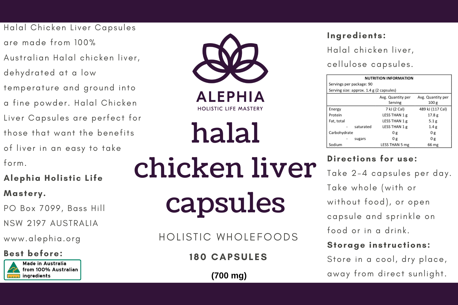 Halal Beef Liver Capsules & Powder — Alephia Holistic Life Mastery