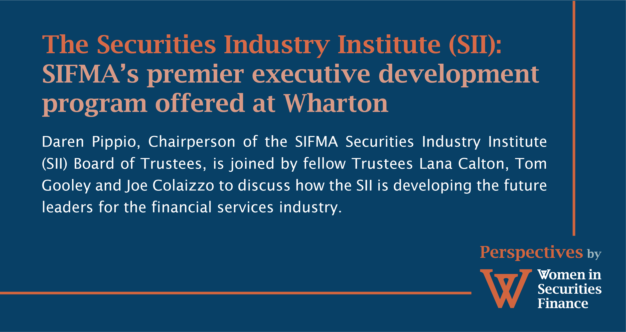 Podcast - The Securities Industry Institute — Women in Securities Finance