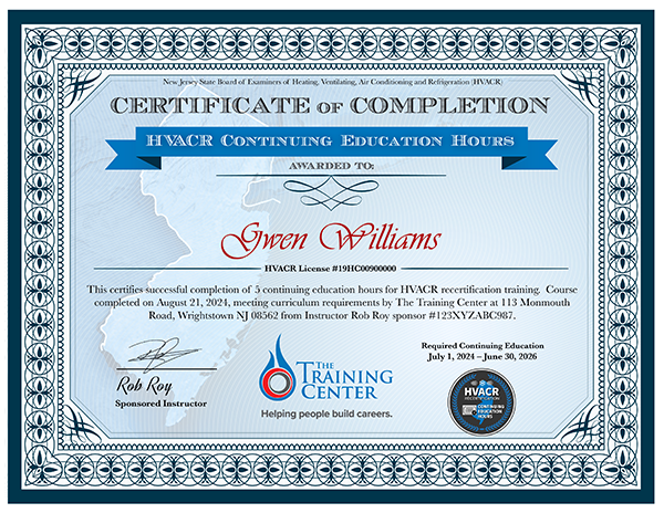 NJ HVAC License Renewal Program | The Training Center