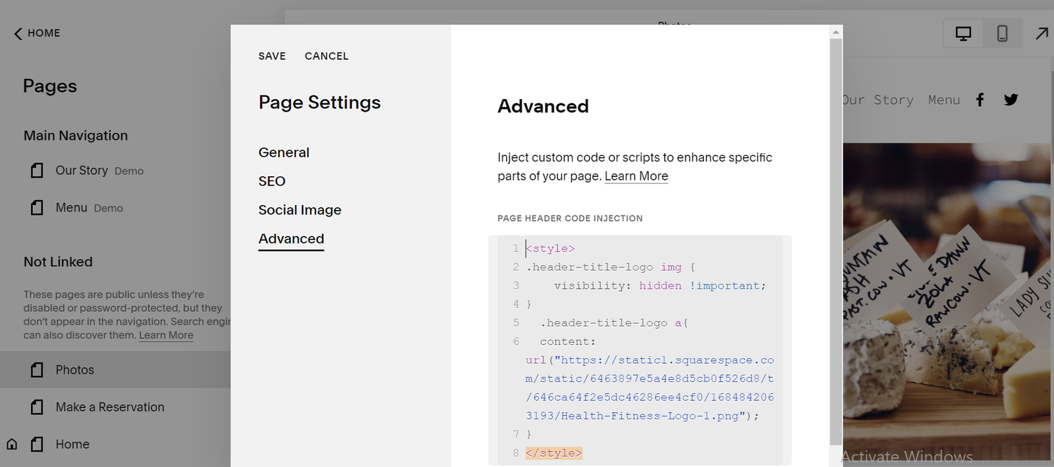 How to Add a Separate logo for a specific page Using Custom CSS in Squarespace (7.0 & 7.1 ...