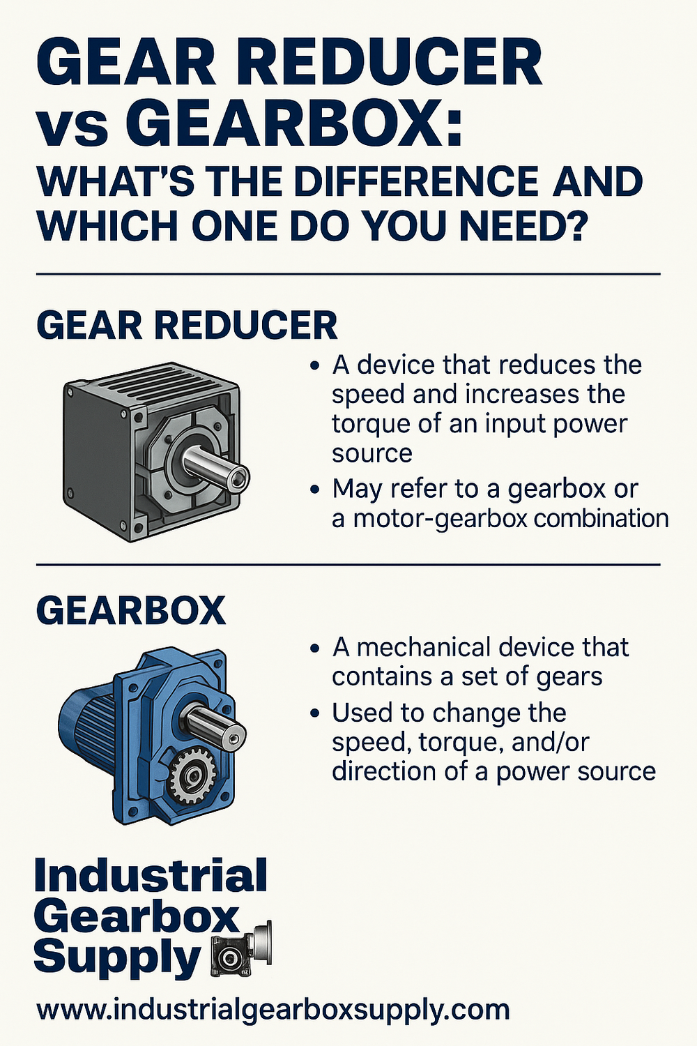 Gear Reducer vs Gearbox | Key Differences Explained — Industrial ...