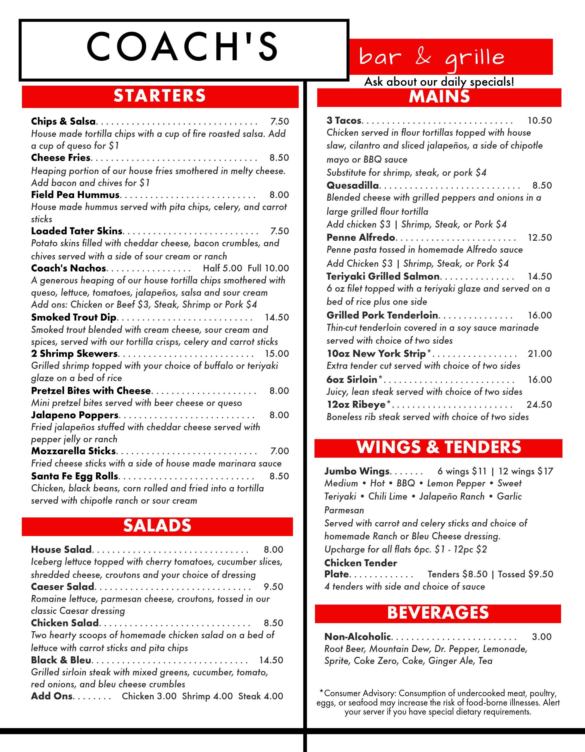 Exploring the Coaches Bar and Grille Menu: A Culinary Journey – Coach #1