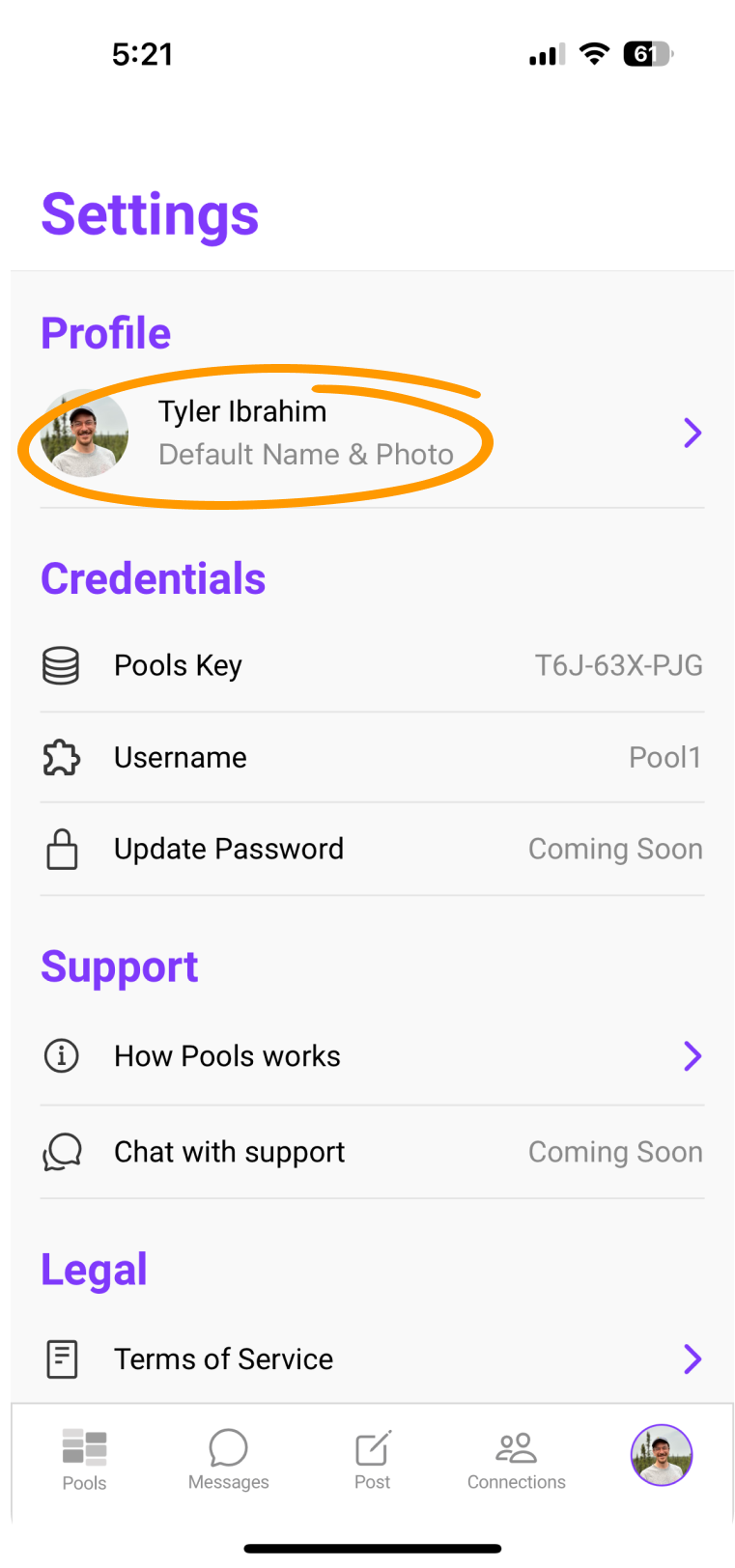 Creating Your Default Profile — Pools