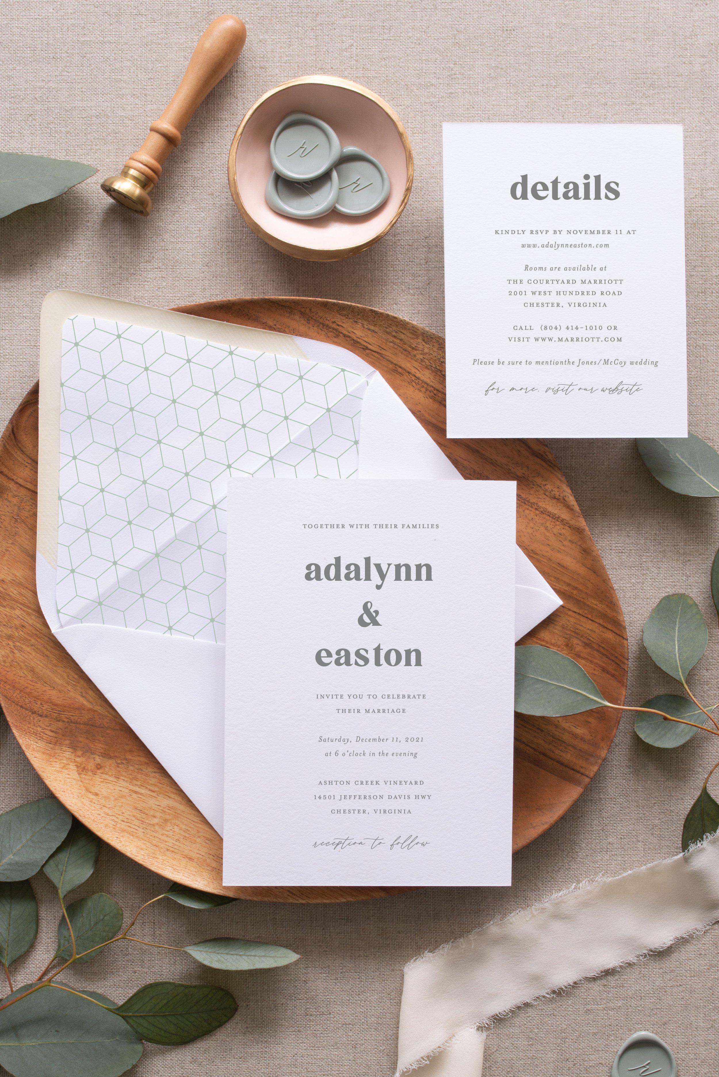 Ezra Wedding Invitation | Wedding Day Paper | Wedding Stationery ...