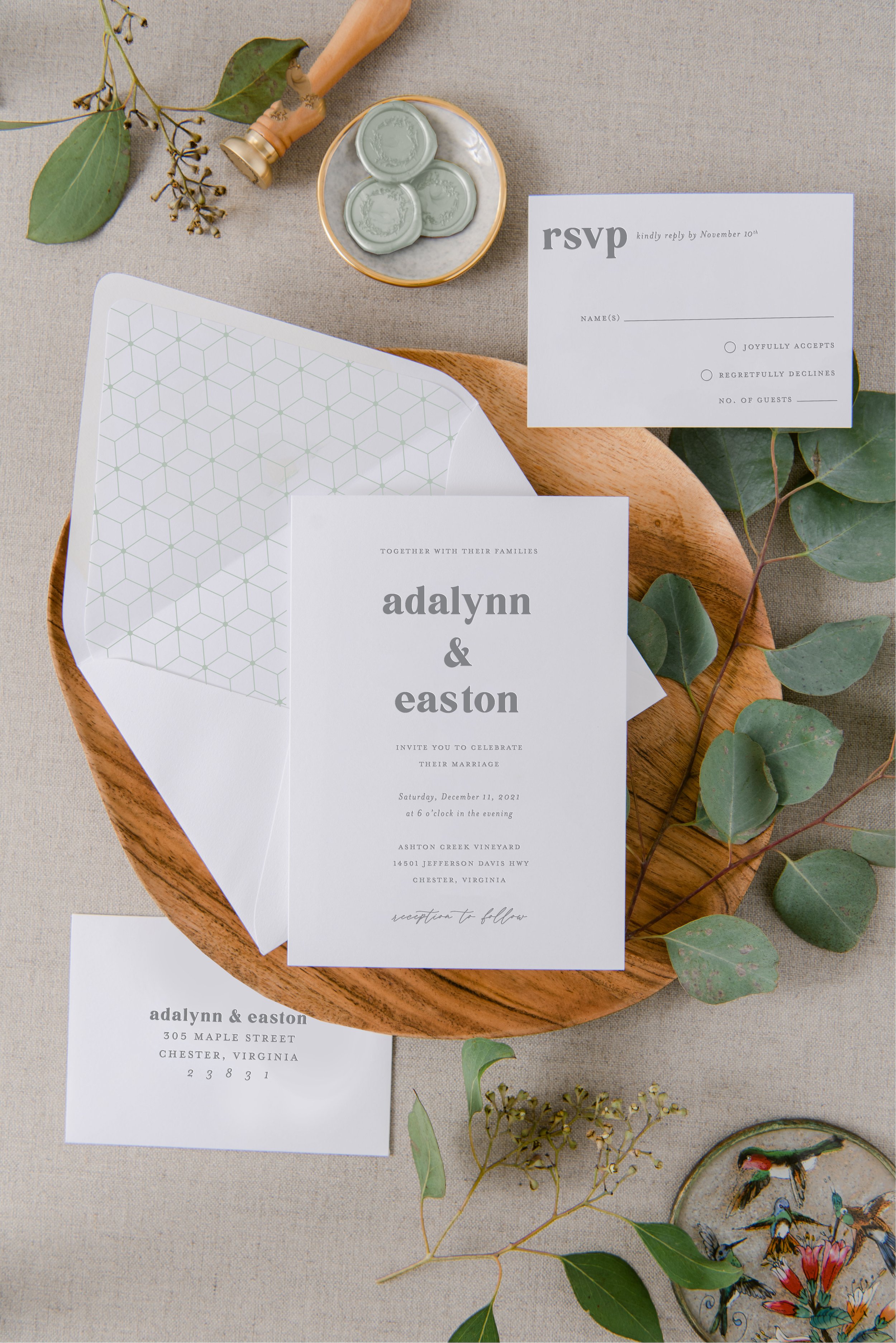 Ezra Wedding Invitation | Wedding Day Paper | Wedding Stationery ...