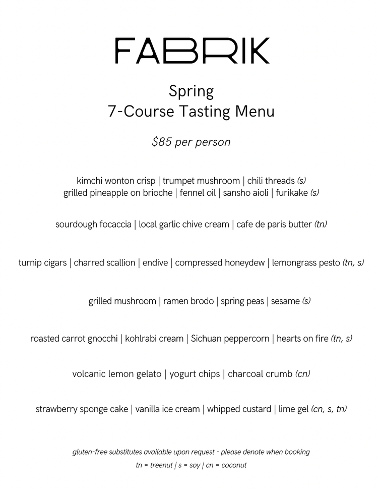 7 Course Menu — Fabrik Austin
