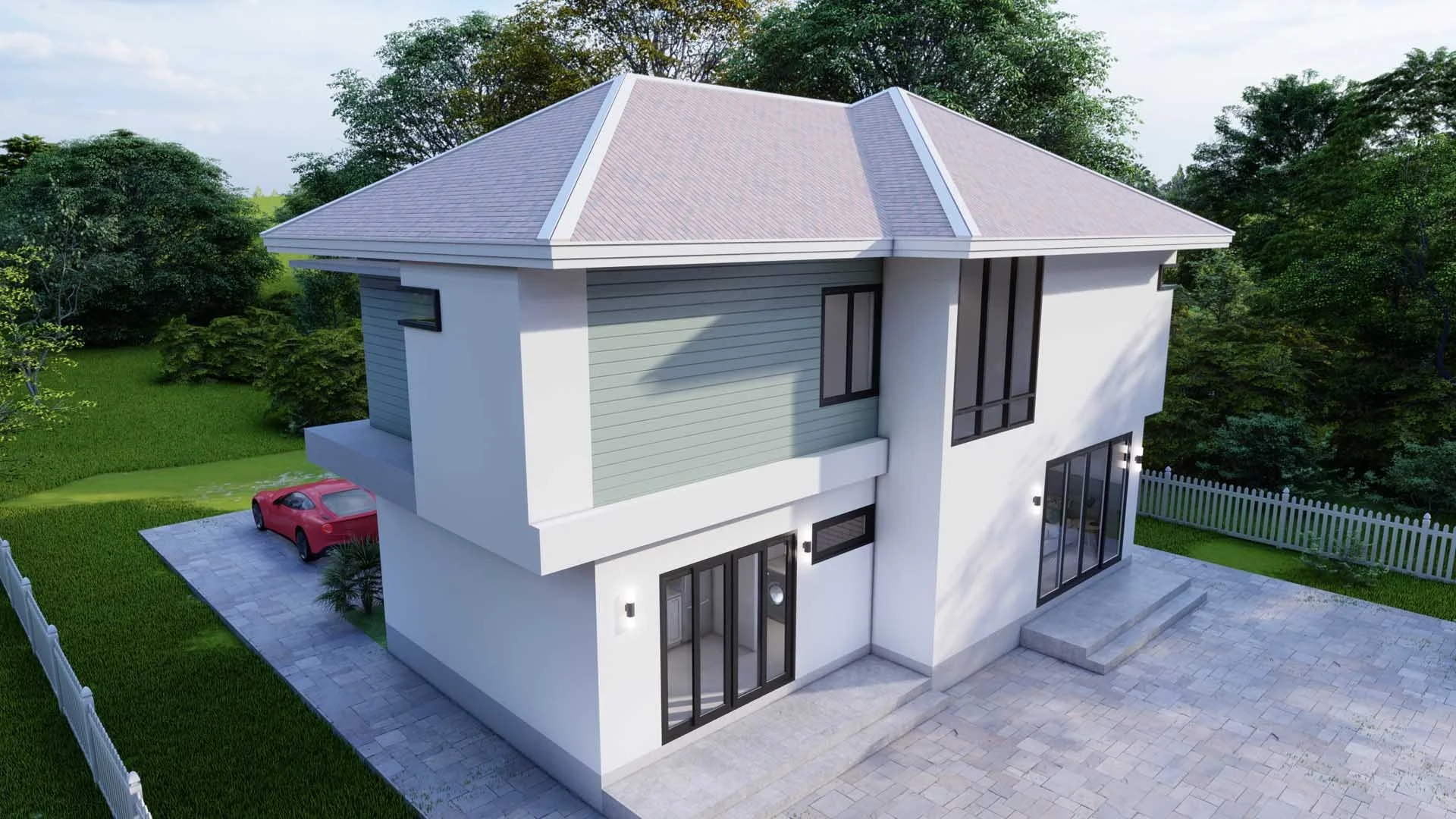 11x12 Meters House Floorplan and Elevation | 1-2 — House Design Ideas