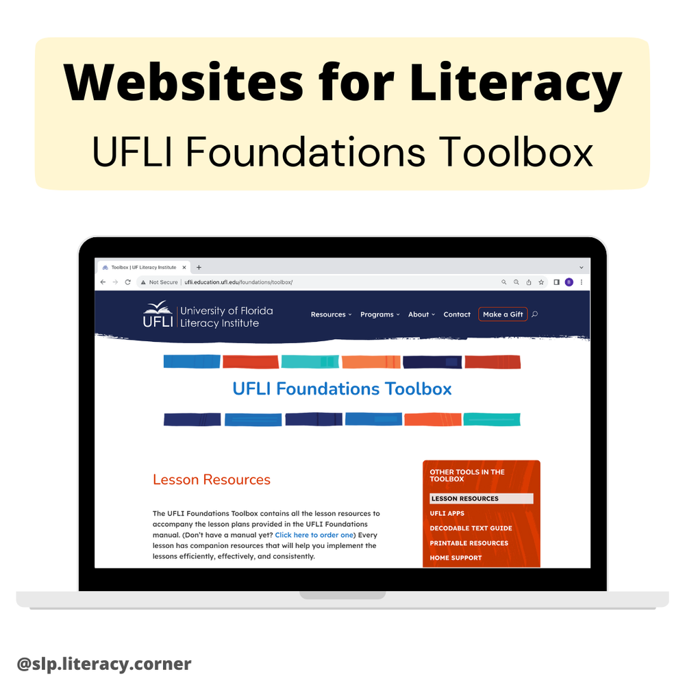 Websites for Literacy - UFLI Foundations Toolbox — SLP Literacy Corner
