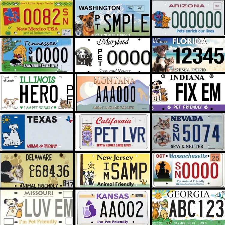States Offering Pet License Plates to Fund Spay/Neuter Programs & How ...