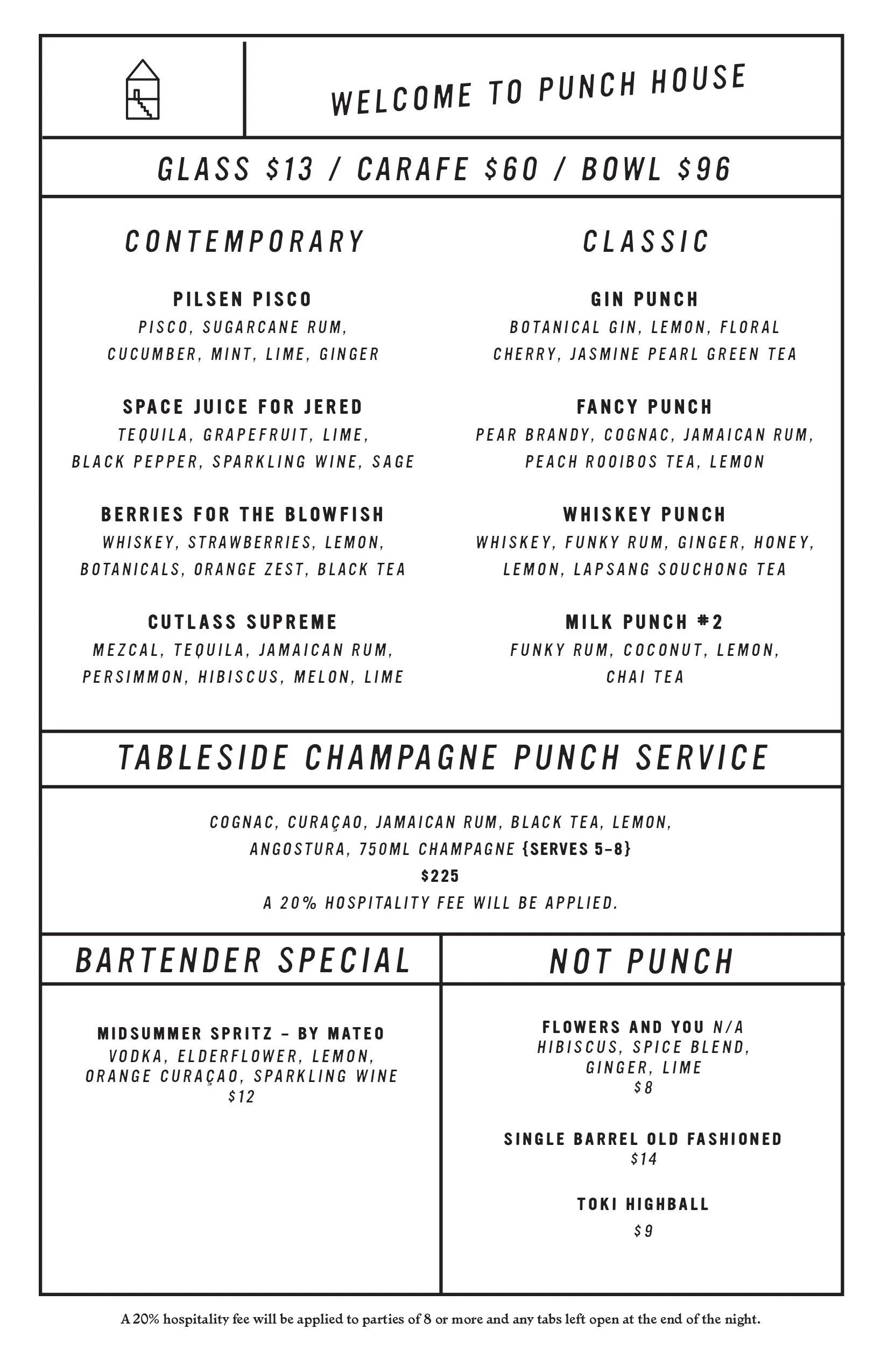 Punch House Cocktail Menu — Punch House