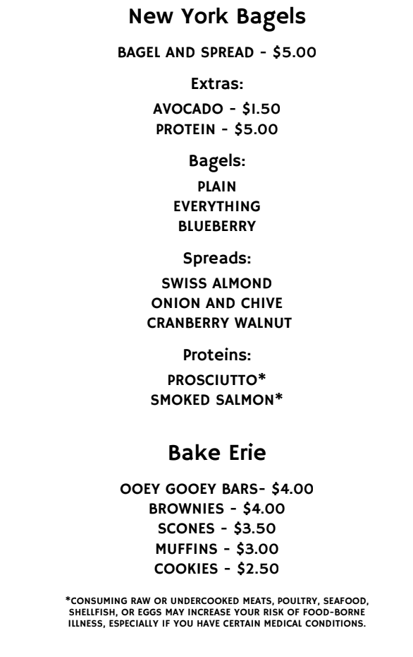 Food Menu — Sandusky Book Bar