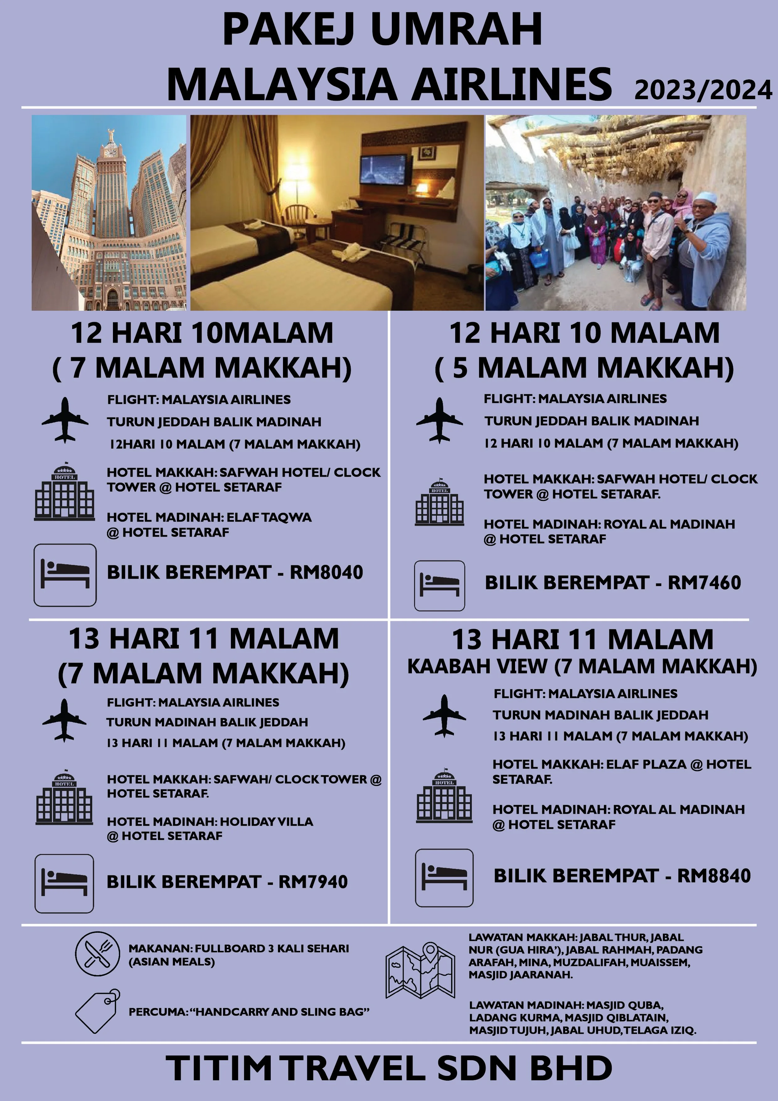 UMRAH SAFWAH MALAYSIA AIRLINES 2024 - RM 7640 — TITIM TRAVEL