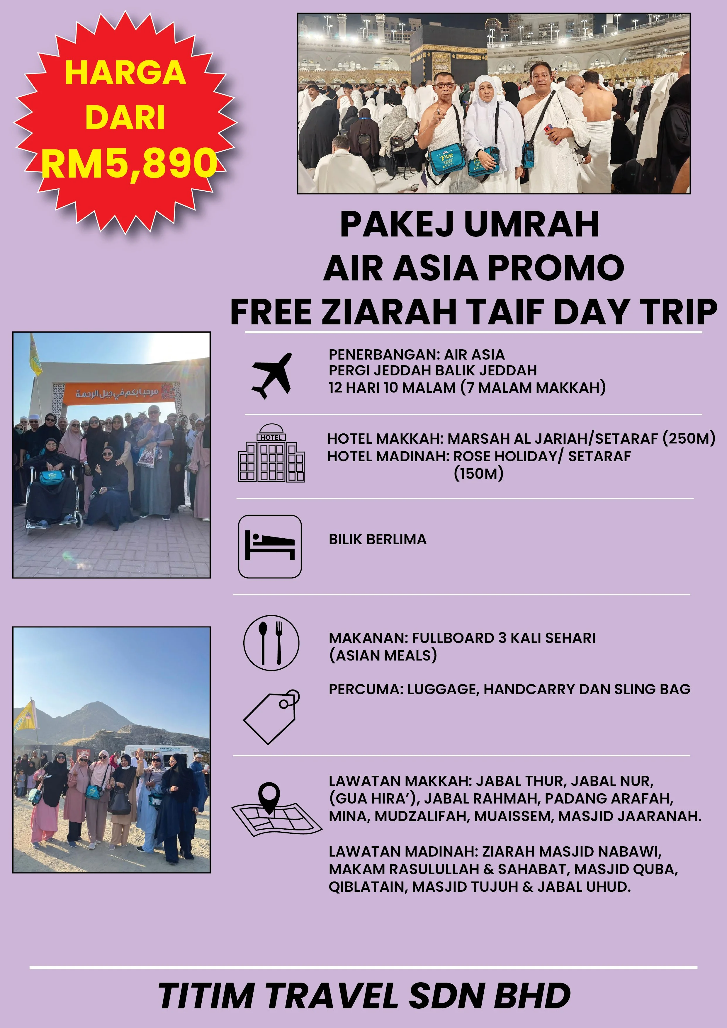 Pakej Umrah Air Asia Promo RM5,890 — TITIM TRAVEL