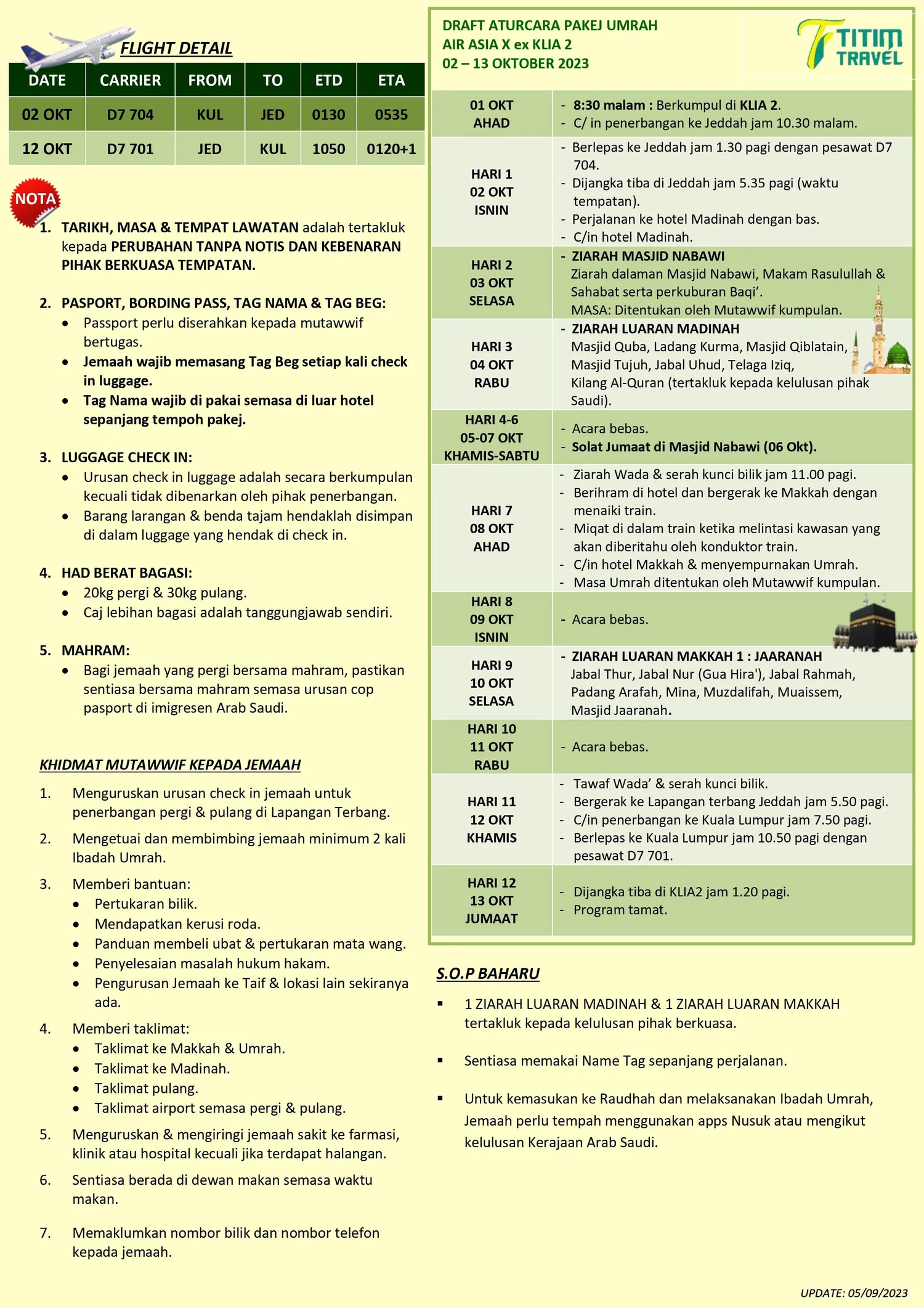 Jadual Perjalanan & Galeri — TITIM TRAVEL