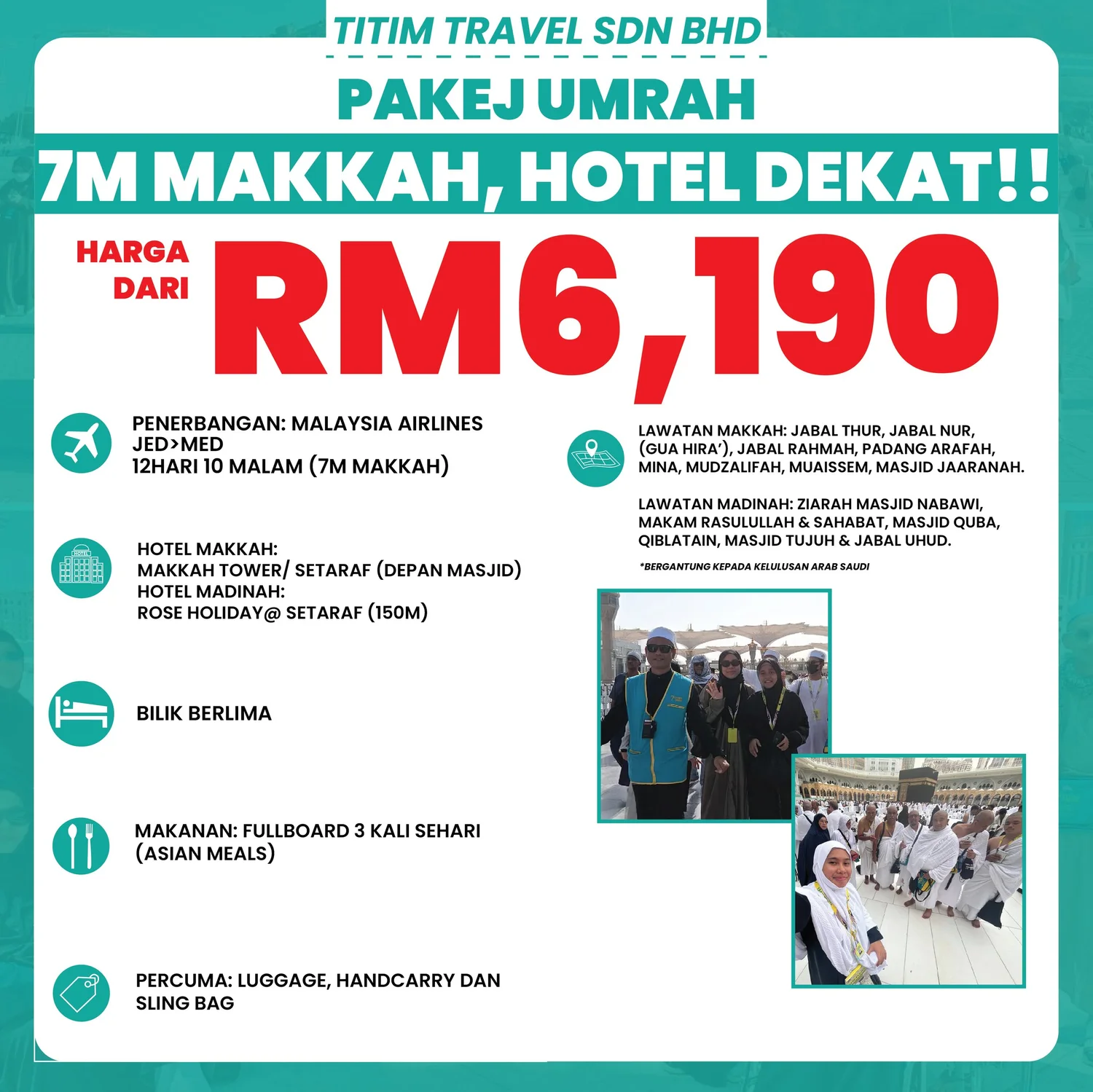 Pakej Umrah 7M Makkah, Hotel Dekat!! RM6,190 — TITIM TRAVEL
