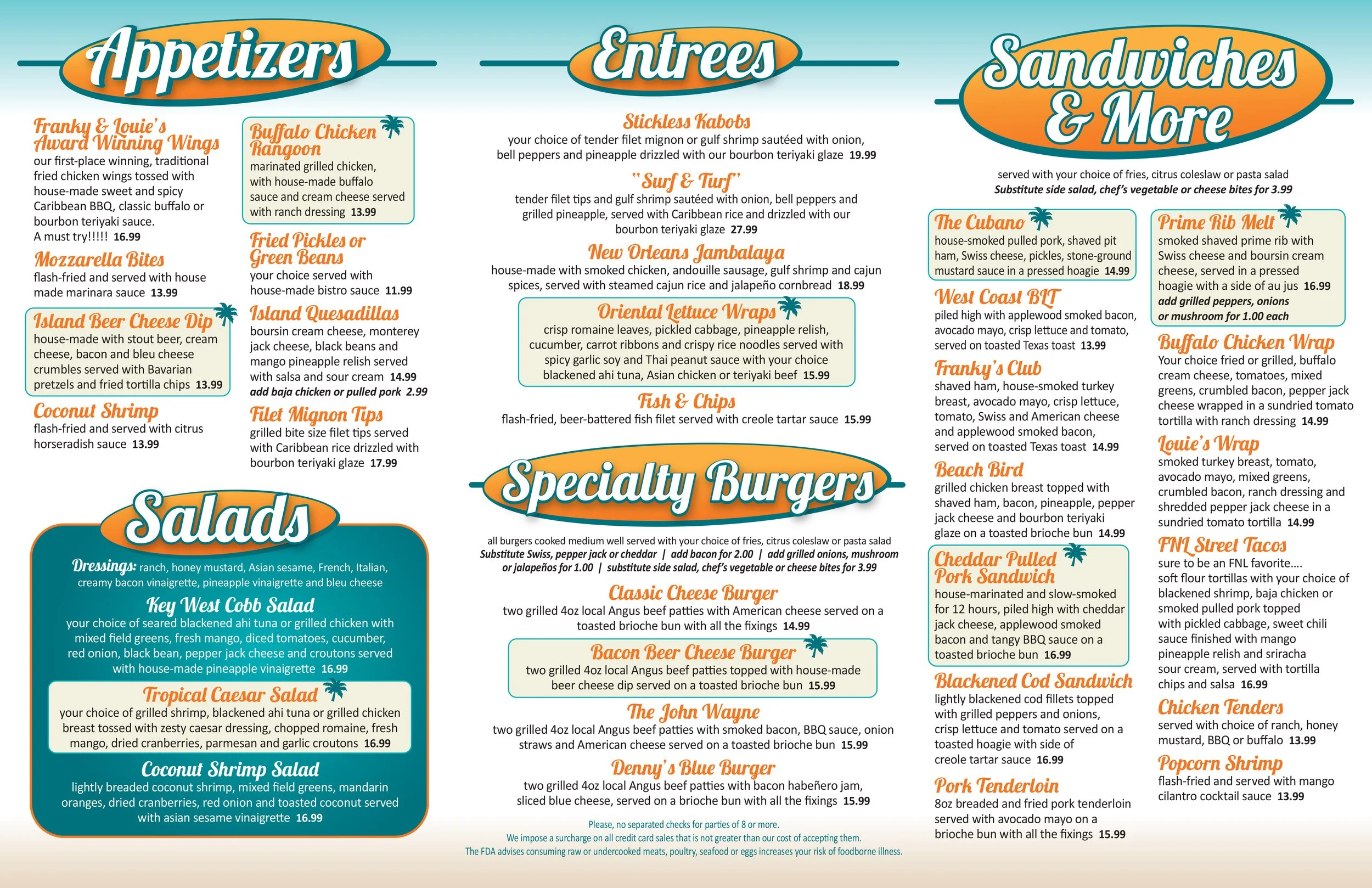 Menu 1 — Franky & Louie's