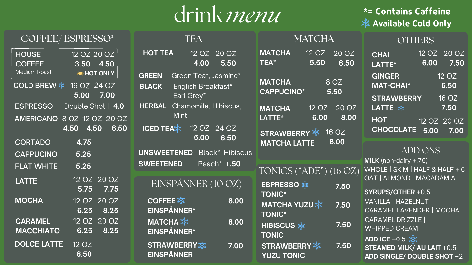 Menu 1 — Tasting Notes