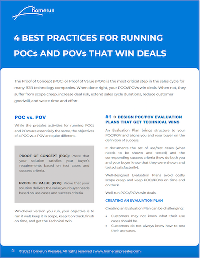 4 Best Practices for Running POCs and POVs that Win Deals — Homerun ... 4 Best Practices for Running POCs and POVs that Win Deals — Homerun ...