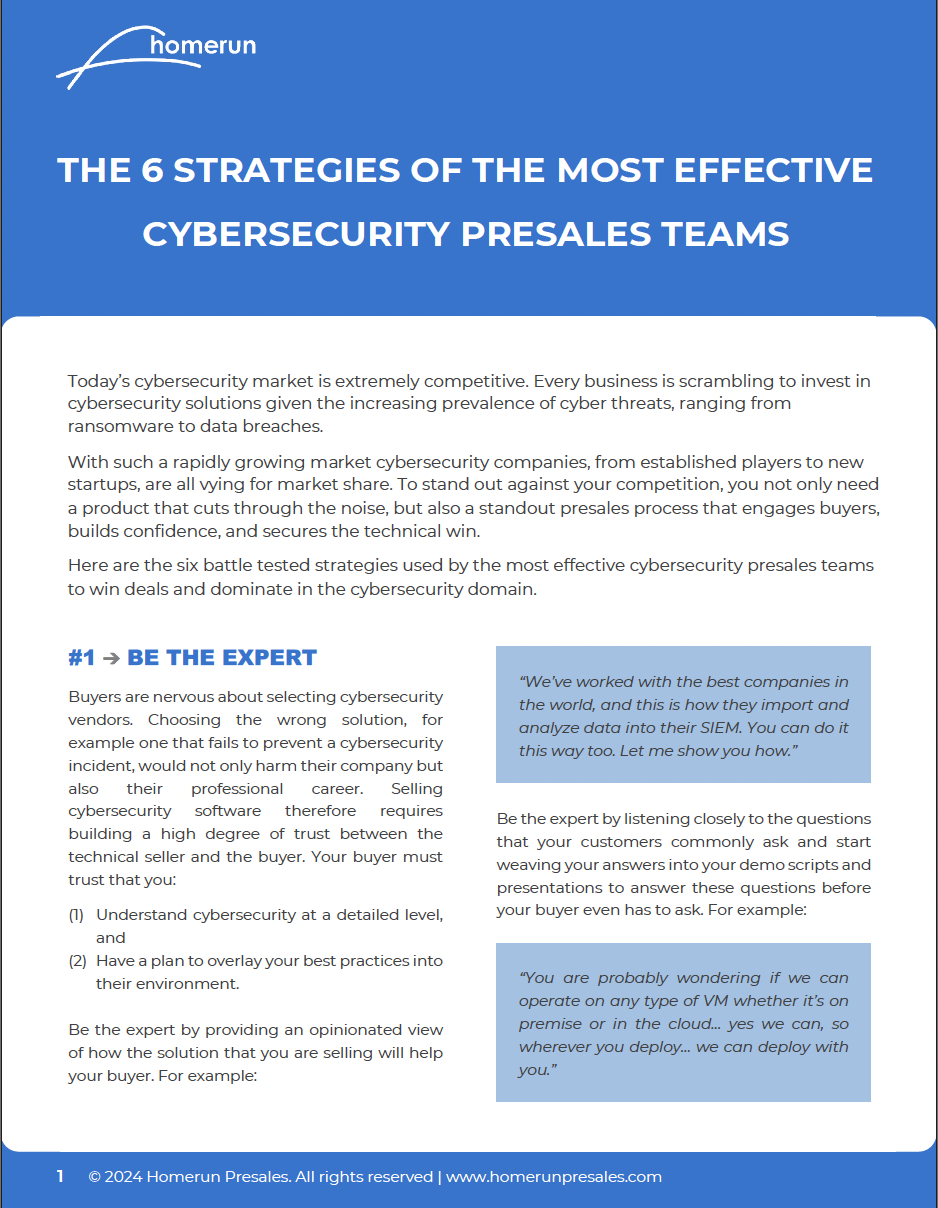 The 6 Strategies of the Most Effective Cybersecurity Presales Teams — Homerun Presales