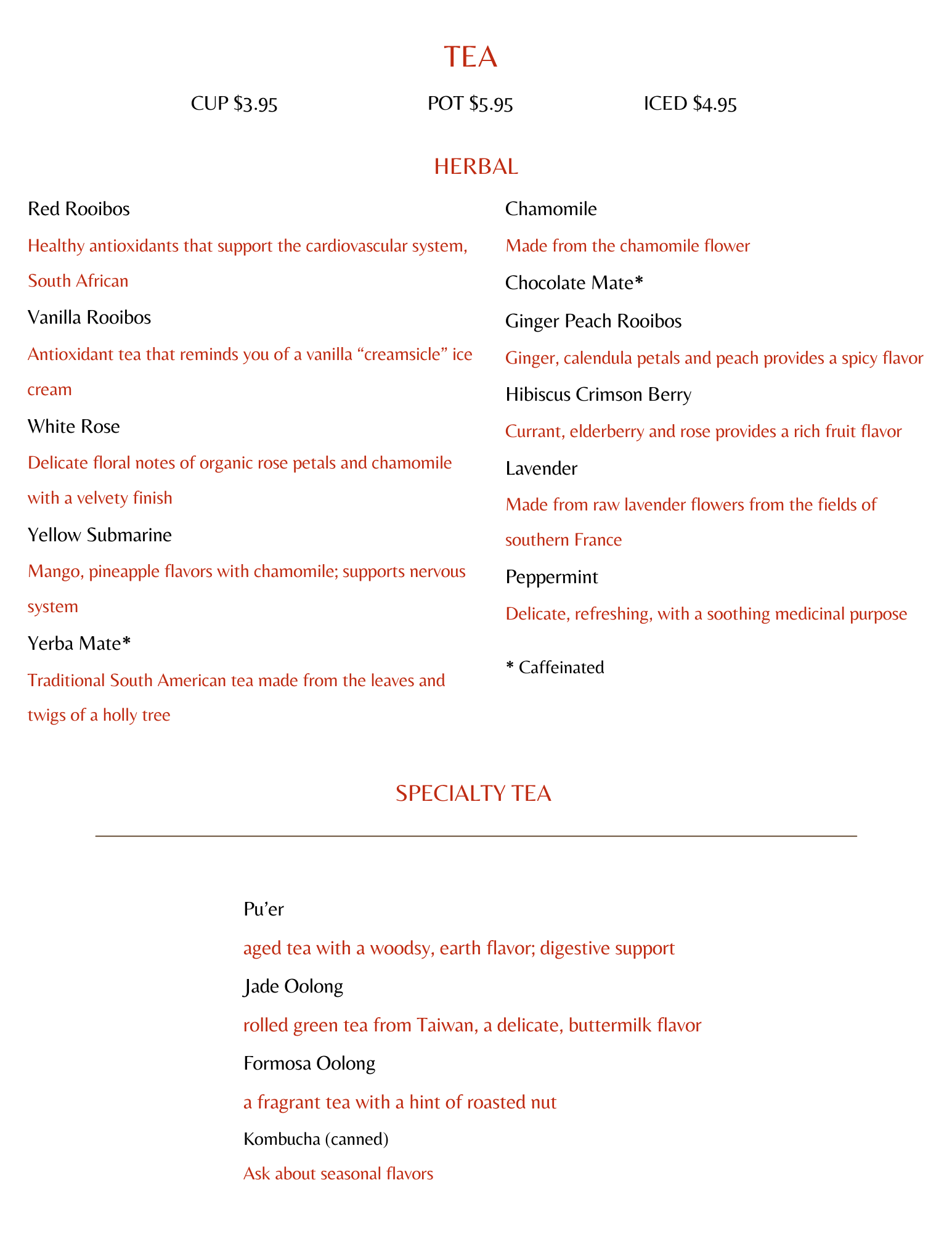 Menu — TeaLee's Tea House & Bookstore