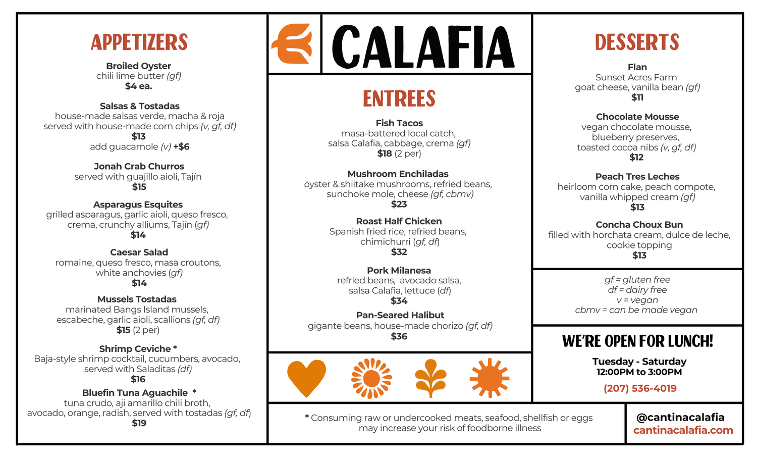 Menu 1 — CALAFIA cantina y fonda