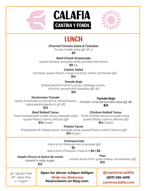 Menu 1 — CALAFIA cantina y fonda