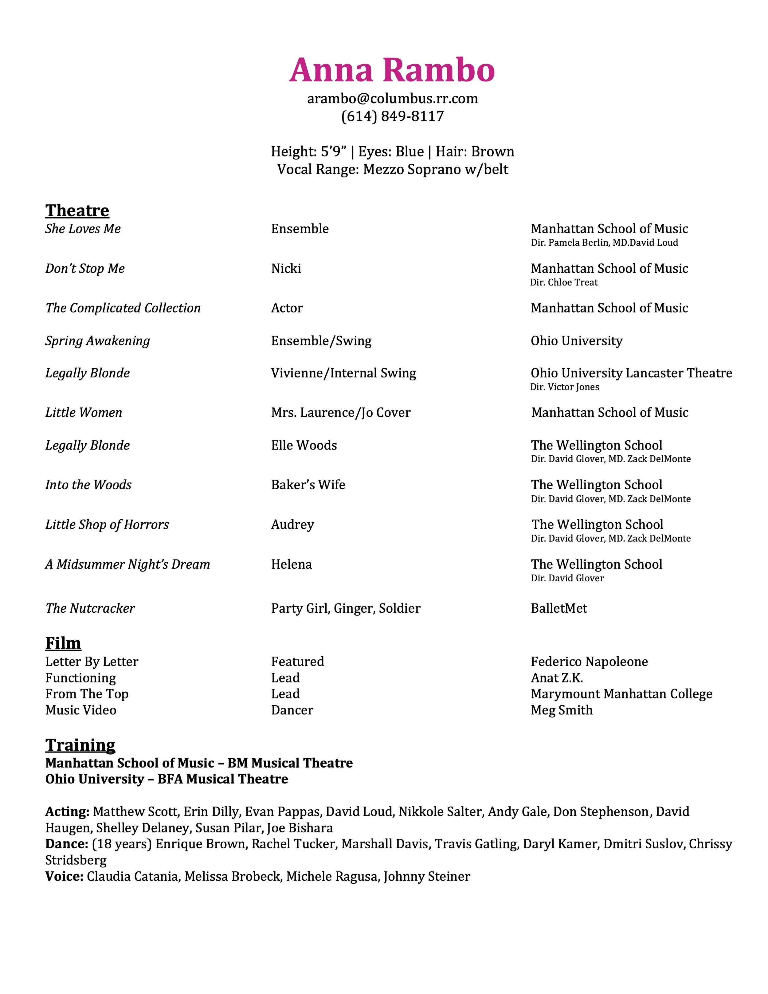 Resume — Anna Rambo