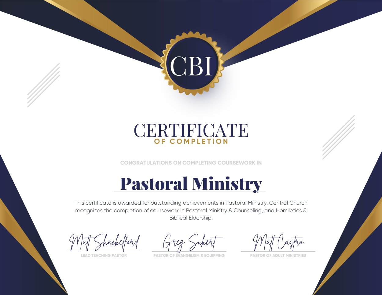 Certifications offered by CBI — CBI