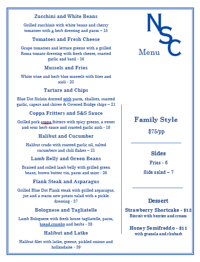 Menu — North Shore Canteen