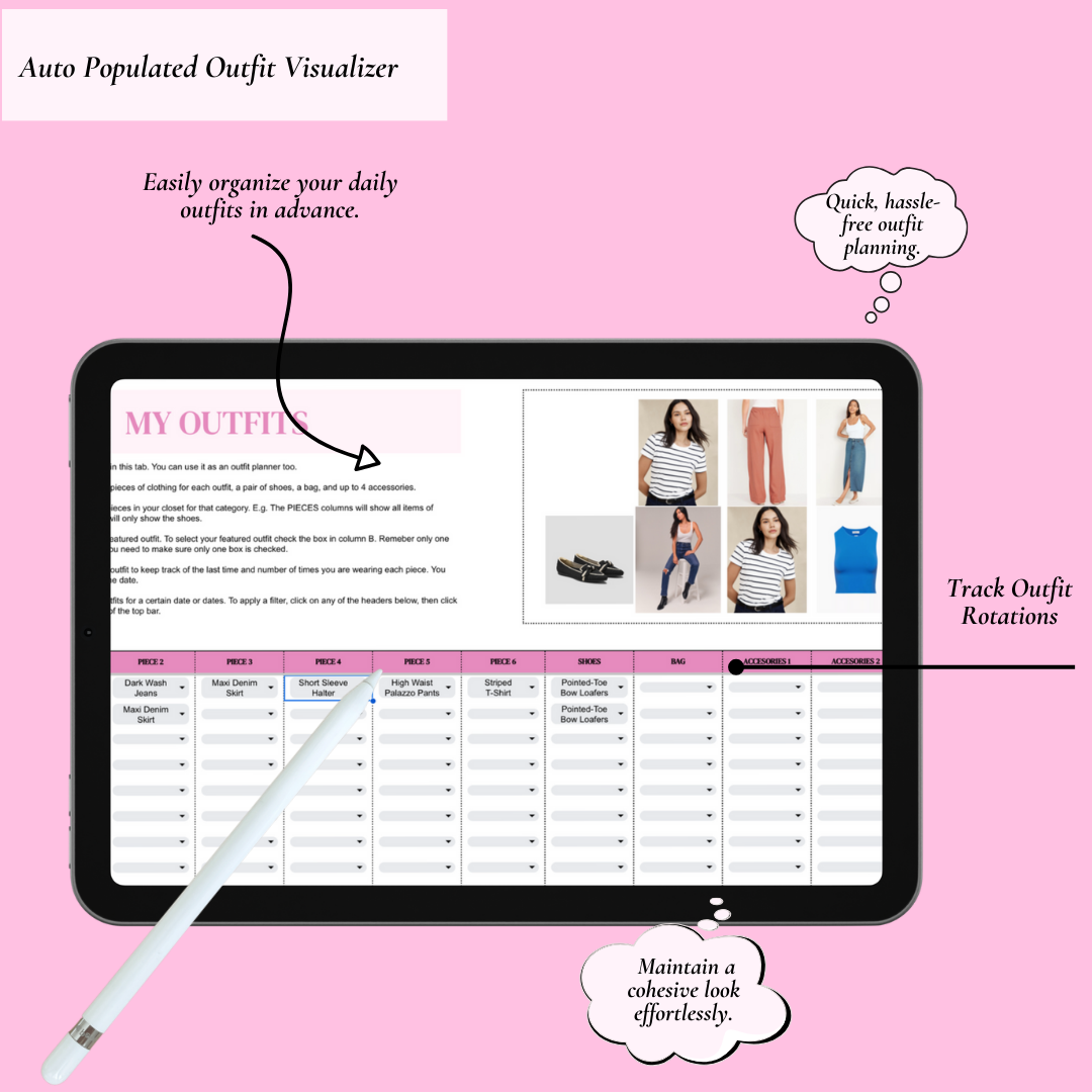 Wardrobe Inventory & Outfit Tracker Spreadsheet | Closet Audit ...