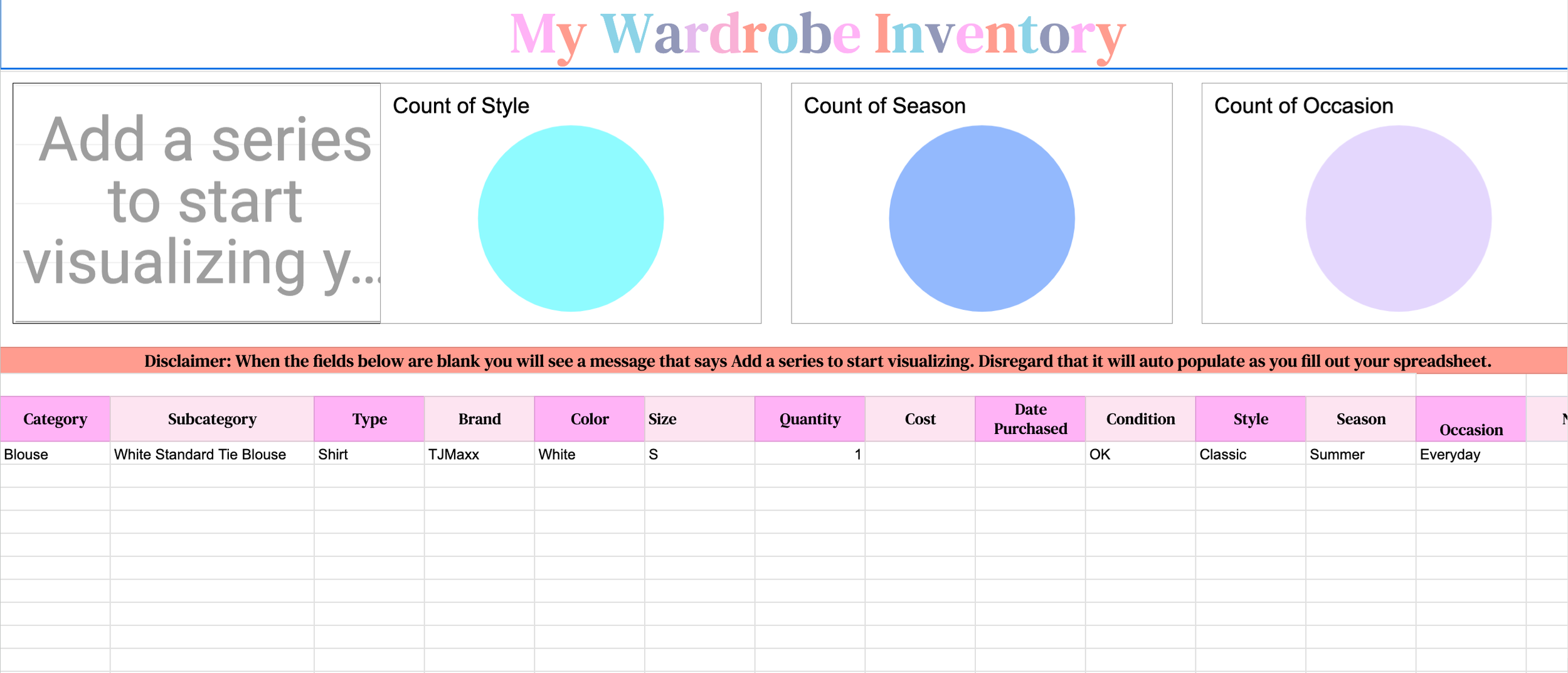 Here's How to Use a Spreadsheet to Track and Plan Your Wardrobe — Autum ...